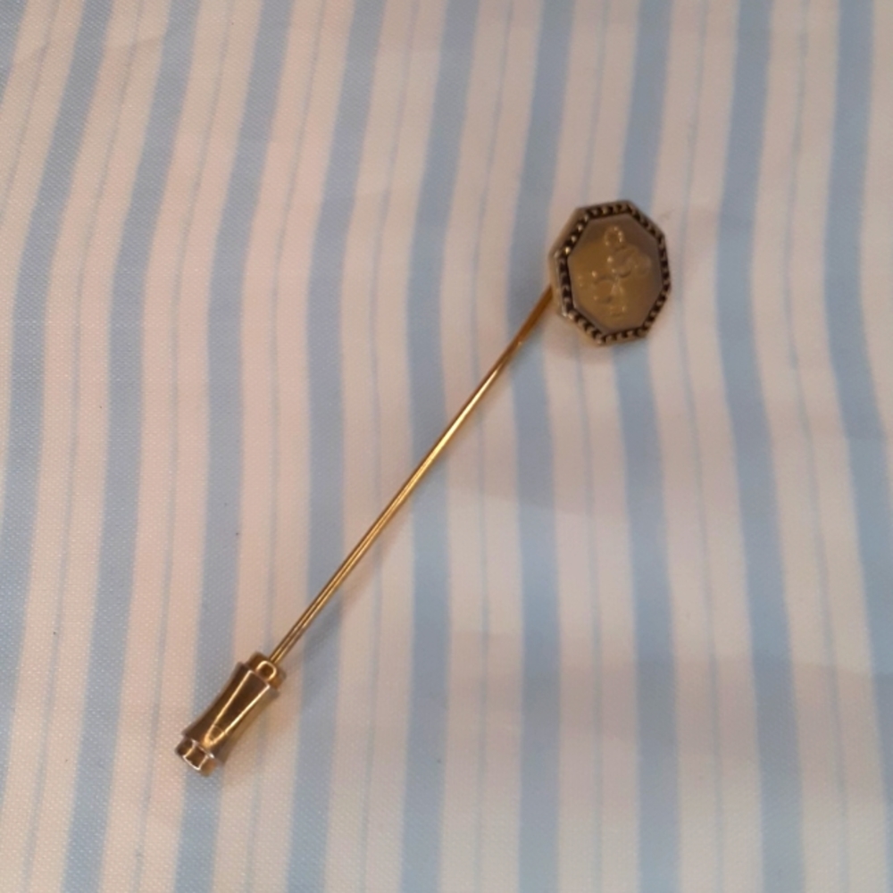 Vintage Gold Tone Cursive J Stick Pin - Gem